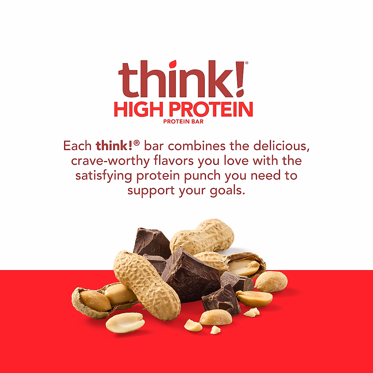 think! Protein Bars, High Protein Snacks, Gluten Free, Kosher Friendly, Chunky Peanut Butter, Nutrition Bars, 2.1 Oz per Bar, 10 Count (Packaging May Vary)