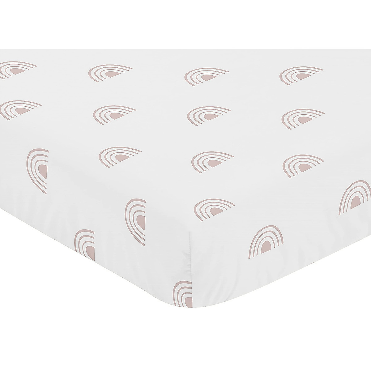 Sweet Jojo Designs White and Pink Boho Rainbow Girl Fitted Crib Sheet Baby or Toddler Bed Nursery - Mauve Dusty Rose Bohemian Celestial Sky Outdoors Nature