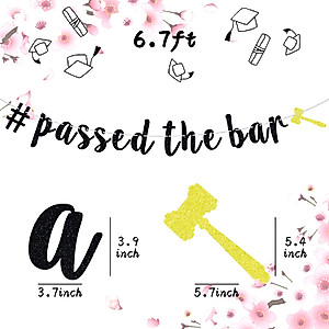 Black Glitter Passed the Bar Banner, Congrats Lawyer/Born to Argue/Big JD Energy Bunting Sign, Law School Graduation Party Decoration Supplies