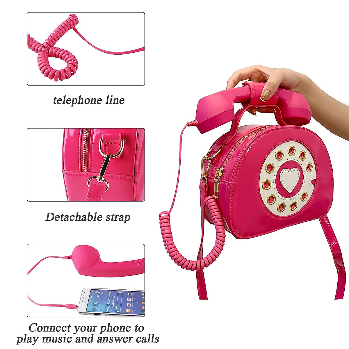 SUKUTU Telephone Shaped Purse Shoulder Crossbody Tote Bags Women Retro Phone Top-Handle Handbags for Girls