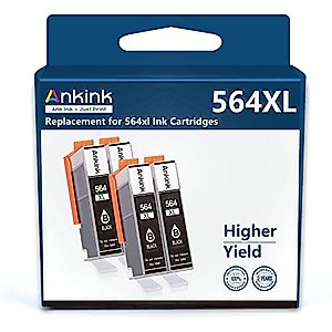 Ankink Compatible Ink Cartridge Replacement for HP 564XL 564 XL Combo Pack for Photosmart 5510 5520 6520 7510 7520 Premium C309A C410A Printer 4 Pack 4 Black