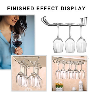 Newthinking Wine Glass Rack Under Cabinet, Stainless Steel Stemware Rack Hanging Stemware Holder for Cabinet Kitchen Bar (Double Row)