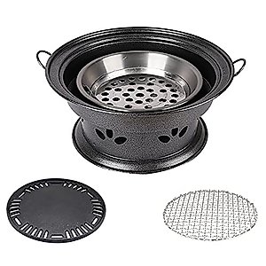 Cast Iron Charcoal Grill Burners Outdoor Charcoal Barbecue Grill Household BBQ Grill Portable Barbecue Pot Picnic Barbecue Supplies Barbecues Burners (Color : Black, Size : 34x15cm)