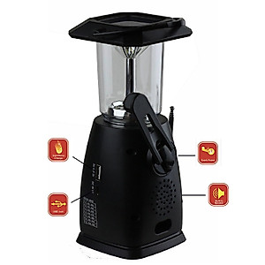 Kaito KA249W Multi-Functional Solar/Wind-up Dynamo and Solar Powered LED Camping Lantern with AM/FM NOAA Weather Radio & Cell Phone Charger, Color Black