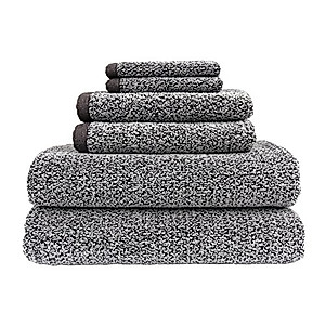 Everplush Diamond Jacquard 6 Pieces Bath Towel Set, Grey
