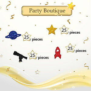 100pcs Outer Space Confetti, Rocket Star Table Confetti for Baby Shower, Sapce Birthday Paper Scatters, Outer Space Galaxy Theme 1st/2nd Birthday Party Table Decoration