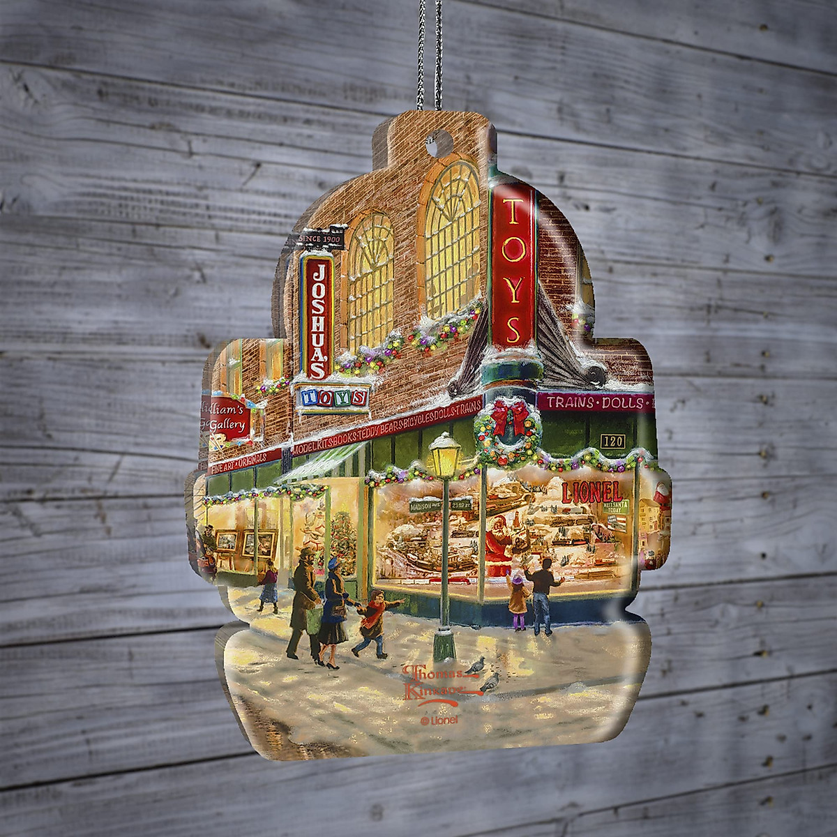 Thomas Kinkade – Lionel – A Christmas Wish – 4.4” x 2.2” Train-Shaped Hanging Acrylic Print Accessory – Officially Licensed Collectible