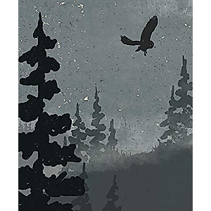 Forest Wilderness Art Print - 18 x 24 Nature Woods Trees Landscape Unframed Artwork Night Sky Lookout Tower Crescent Moon Outdoor Inspiration Poster Calming Peaceful National Park Decor