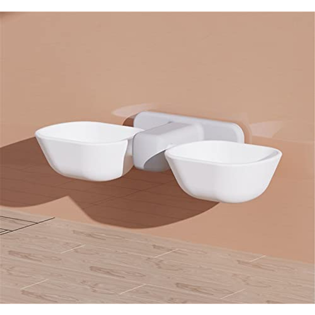 KBIKO-zxl defdong Hangable Bowl cat Bowl Fixed Food Bowl Sucker cat Food Bowl Hanging pet Bowl Anti-overturning Wall-Mounted Double Bowl（2PCS Sucker）, White