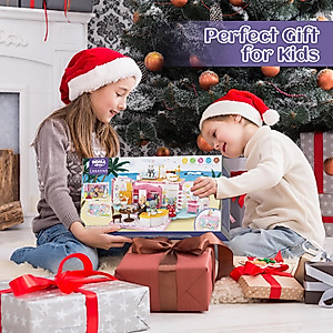 MITCIEN Dollhouse Playset, DIY Pretend Portable Caravan Camper Bus Toy Kit with Little Critters Bunny Dolls Mini Cottage House Set Camping Family Toys for Toddler 3 4 5 6 Year Old Girl