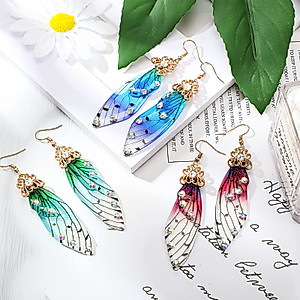 6 Pairs Earring Fairy for Women Butterfly Wing Earrings Multicolored Fairy Earrings Handmade Earrings for Women Earrings Butterfly Dangle Earrings for Wedding Jewelry