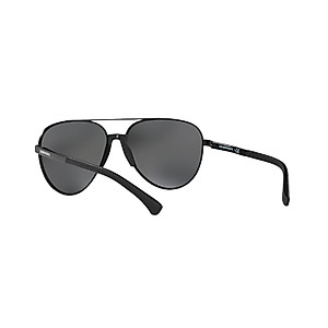 Emporio Armani Men's EA2059 Aviator Sunglasses, Matte Black/Grey, 61 mm
