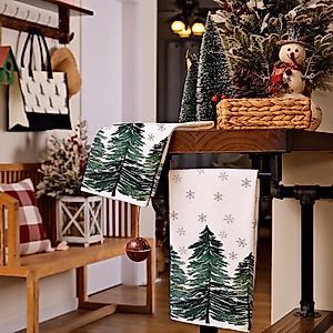 ARKENY Christmas Kitchen Towels Set of 2,Green Xmas Tree Snowflake Dish Towels 18x26 Inch Drying Dishcloth,Farmhouse Nobel Home Decoration AD140