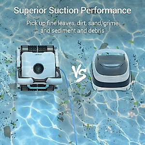 AIPER Upgrade Corded Remote Control Robotic Pool Cleaner with Waterline Scrubbing, Powerful 200W Triple Motors,Great Pool Robot Vaccum Ideal for Inground Pools, Gray (Orca 2000)