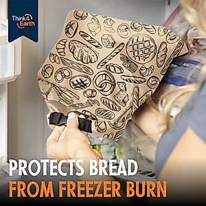THINK4EARTH - 2 Packs Bread Bags, Bread Bags for Homemade Bread Loaf, Freezer Bread Storage Bag, Bread Container, Reusable Food Storage Bag, Large Bread Bags for Homemade Bread with Double Lining.