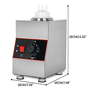 1-3 Bottles 160W 240W Electric Sauce Warmer, Stainless Steel Jam Heat Preservation Machine, Commercial Countertop Nacho Cheese Pump Dispenser (One Bottle)