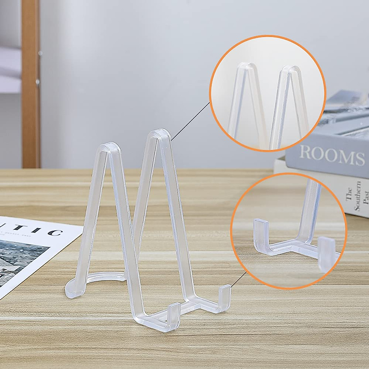 Plate Stands for Display - Plastic Easel Stand Plate Holder Display Stand Picture Frame Stand for Pictures | Photo|Decorative Plate |Dish | Tabletop Art - 6 inch-Clear