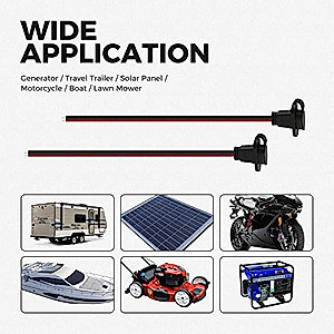 MOOTVGOO 2 Pack 12AWG SAE Connectors, Weatherproof Solar SAE Socket Sidewall Port, SAE to SAE 2 Pin Quick Disconnect Panel Extension Cable (Without SAE Plug) for Solar Generator Battery Charger