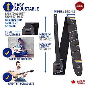 Perri's Leathers, Official Pink Floyd Licenced Leather Guitar Strap, Direct to Leather Series, Anti-Slip, Adjustable from 42.5" to 56" Inch, Compatible w/All Button Lock Systems