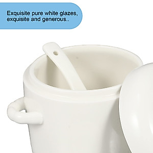 Hemoton Large Soup Mugs Ceramic Soup Bowl with Lid 460ml Onion Soup Crock Chili Bowls Soup Dish Stewing Pot Custard Bowl Cup with Handles and Lid For Soups Stews Cereal White Ceramic Soup Bowl