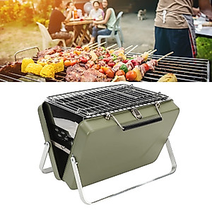 Folding Barbecue Grill, Portable Charcoal BBQ Grill Mini Wavy Grid for Backyard Picnic(Green) Camping Sports