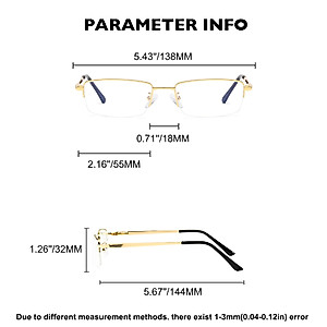QECEPEI Half Rimless Metal Eyewear Frames Blue Light Blocking Transparent Lens Business Glasses, Shiny Silver