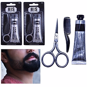 2 Packs Beard Taming Kit Men Mustache Comb Barber Grooming Growth Wax Facial 6pc