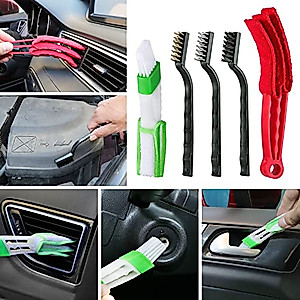 OCR 17PCS Car Detailing Brush Kit, Wheel Cleaning Brushes Rim Brush Duster Brush Wash Mitt Towels Wax Pads, Car Cleaning Tools for Auto Interior Exterior, Wheels, Dashboard, Leather, Air Vents