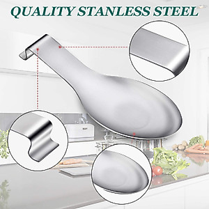 Supkiir Spoon Rest, 4 Pack Spoon Spatula Rest Stainless Steel for Kitchen Restaurant Home Use, Dishwasher Safe
