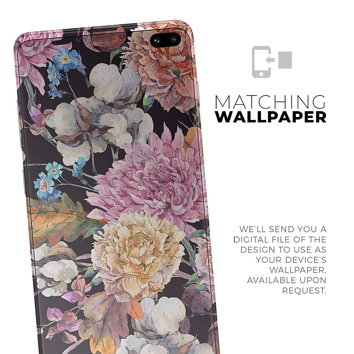 DesignSkinz Summer Watercolor Floral v1 Protective Vinyl Decal Wrap Skin Cover Compatible with The Samsung Galaxy S20 (Screen Trim & Back Glass Skin)