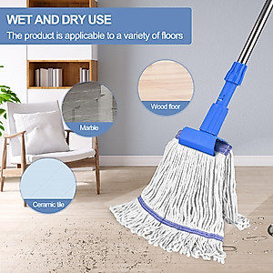 4 Pieces Mop Head Replacement Heavy Duty Commercial Mop Heads Wet Industrial String Cotton mop Cotton Looped End String Head Refill