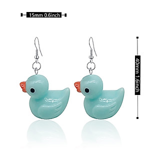 GBAHFY Rubber Unique Personalized Yellow Duck Earring lightweight Funny Cute Duck Dangle Drop Earrings Necklace Set for Women Charming Jewelry Gift (Green)