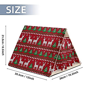 enheng Small Pet Hideout Red Christmas Knitting Pattern Hamster House Guinea Pig Playhouse for Dwarf Rabbits Hedgehogs Chinchillas