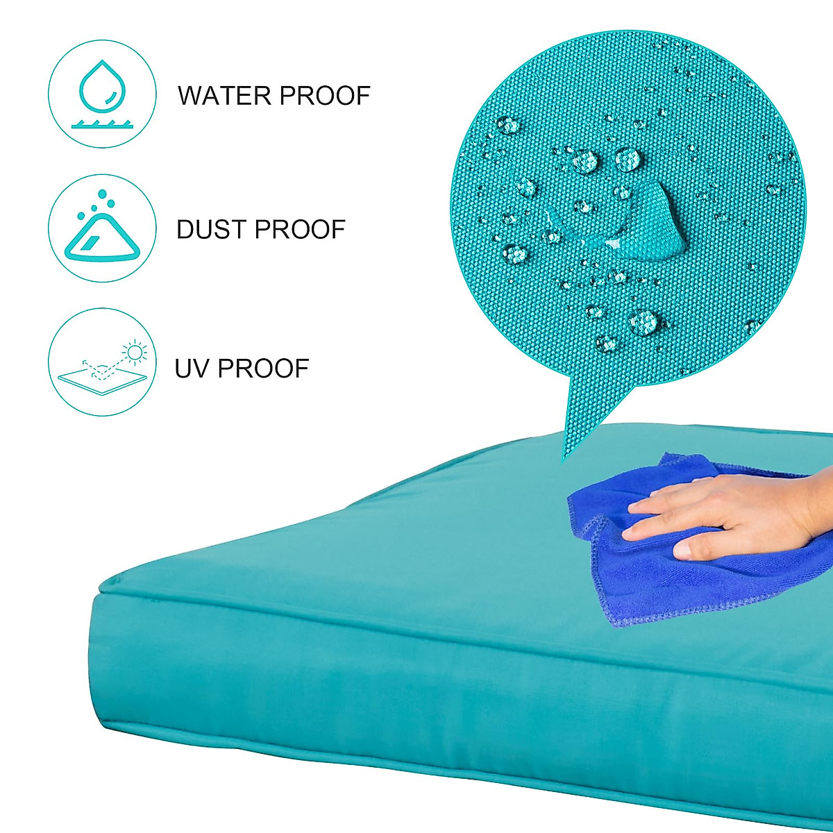 Kinsunny Outdoor Cushion Covers for Patio Furniture 7 Piece Set, Replacement Cushion Slipcovers for Rattan Sectional Couch, Patio Seat Covers with Zipper, Water Resissant, Only Cover, Turquoise