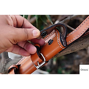 Ottoza Handmade Leather Knife Sheath SIDE DRAW Knife Sheath - Bushcraft Knife Sheath - Hunting Knife Sheath - Survival Knife Sheath - Vertical Knife Sheath Brown TOP GRAIN LEATHER No:75