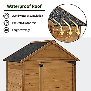 MCombo Large Outdoor Storage Cabinet with 3 Shelves, Oversize Outside Tool Storage Shed with Lock, Tall Garden Shed with Floor for Backyard and Patio (39.4x25.2x80.3 inch) 1998 (Natural)