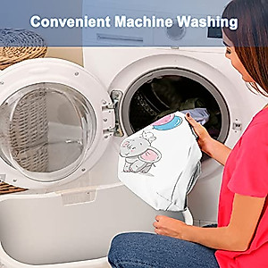 CGBE Canvas Tote Bags, Reusable Grocery Bags with Inner Pockets, Cute Tote Bag Cloth Aesthetic Shopping Bags for Women Large Capacity Machine Washable (Elephant)