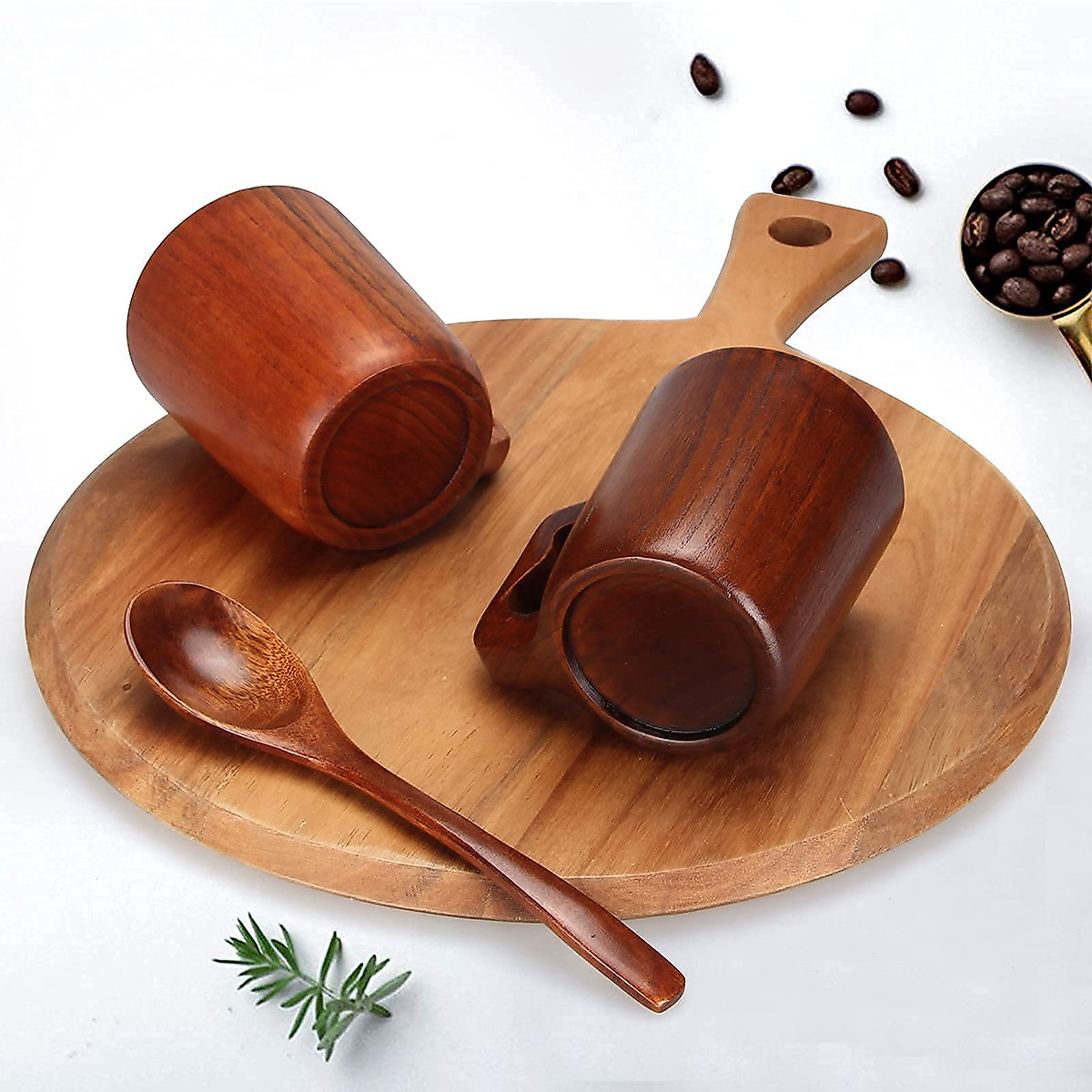 Handmade Wooden Mug for Men Women 12 oz Coffee Mug Man Gift Small Wood Cup Tankard Barrel Mug Wooden Beer Mug Outdoor Tea Drinking Cup Cool Viking Mug Male Coffee Mug