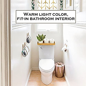 CELEZAR Rattan Toilet Tank Basket Woven Guest Towel Holder Decorative Wicker Tray 17" x 6" x 2" for Serving Bread or Shelves Bathroom Counter Organizers and Storage (17 x 6 x 2 inches, Honey Brown)