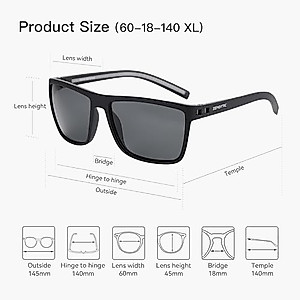 ZENOTTIC Polarized Sunglasses for Men Lightweight TR90 Frame UV400 Protection Square Sun Glasses