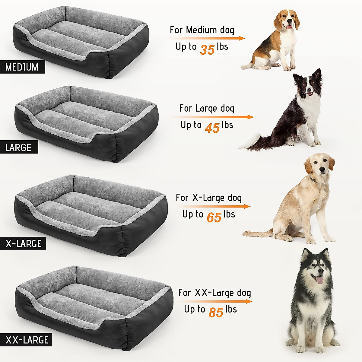 Teodty Dog Beds for Medium Dogs, Washable Pet Bed Mattress Comfortable, Warming Rectangle Bed for Medium and Large Dogs, Cat Pets