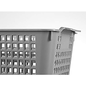 Plastic Storage Basket - 4 Pack Plastic Storage Basket Tray, Gray Plastic Storage Bins, Organizer Bins, Weave Storage Basket with Handles, Perfect for Office Kitchen Bathroom