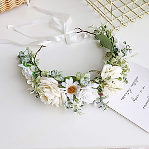 DreamLily Maternity Woodland Photo Shoot Peony Flower Crown Hair Wreath Wedding Headband BC44 (Style 16 Daisy White)