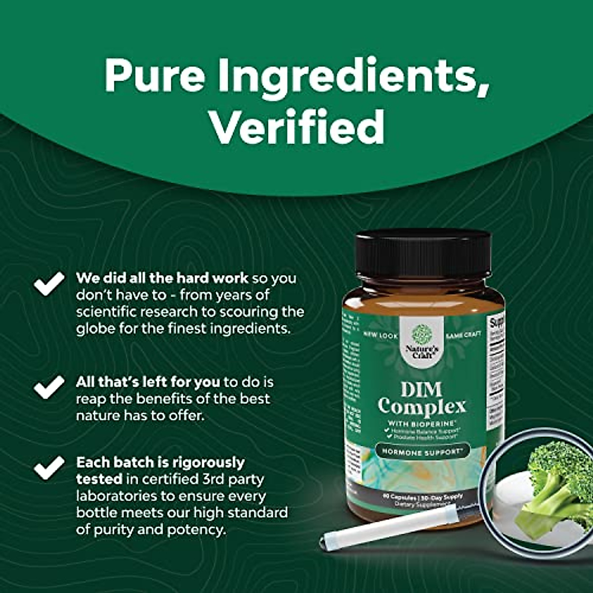 Extra Strength Diindolylmethane DIM Supplement - 300mg DIM Complex Men and Womens Hormone Balance Supplement with DIM SGS and Calcium D-Glucarate - Herbal DIM Supplement for Men and Women 30 Servings