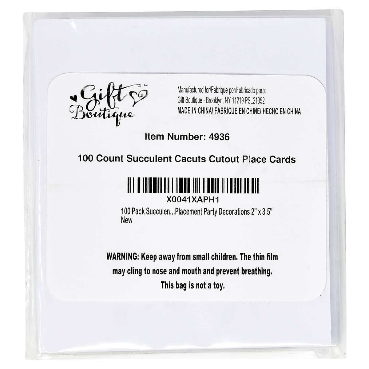 100 Succulent Place Cards Cactus Floral Green Leaves Succulents Name Card Wedding Table Setting Folded Tent Cards for Baby Shower Dinner 2" x 3.5"