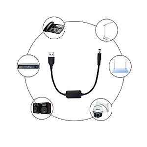 SinLoon 11.8" USB 5V to DC 12V Converter Step Up Voltage Converter Power Cable,for Camera, Desk lamp, Speakers, Blue Tooth Headset, and Other 5V Devices.(5.5 x 2.1mm)