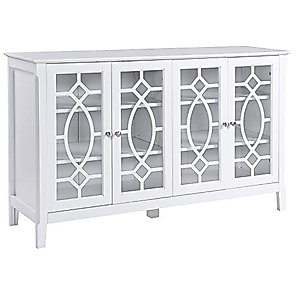 HOMCOM Modern Sideboard with Storage, Console Table, Buffet Cabinet with Glass Doors for Living Room, White