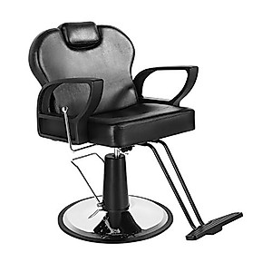 Eastmagic All Purpose Barber Chair Reclining Salon Chair for Hair Stylist Heavy Duty Base Black