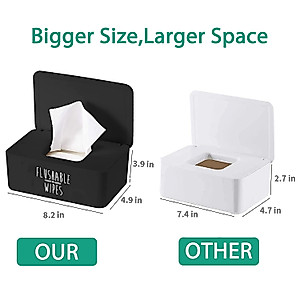 Moorfowl Baby Wipes Dispenser for Bathroom, Upgrade Size(8.2L x 4.9W x 3.9H inches), Flushable Wipes Dispenser Black Wipes Holder Container Box with Large Capacity (Flushable Wipes Holder(Black))