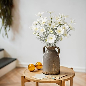 HGKJH Artificial Wild Flower 6 Pcs Cosmos Long Stem Calliopsis, Simulation Bouquet, Realistic Plastic Fake Silk Flowers Table Kitchen Home Garden Party Arrangement Wedding Decoration, 6 Head, White